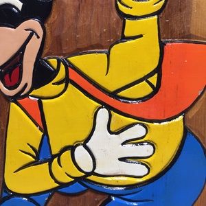 Disney | Wall Decor | Vintage Handcrafted Disney Goofy Wood Folk Art ...